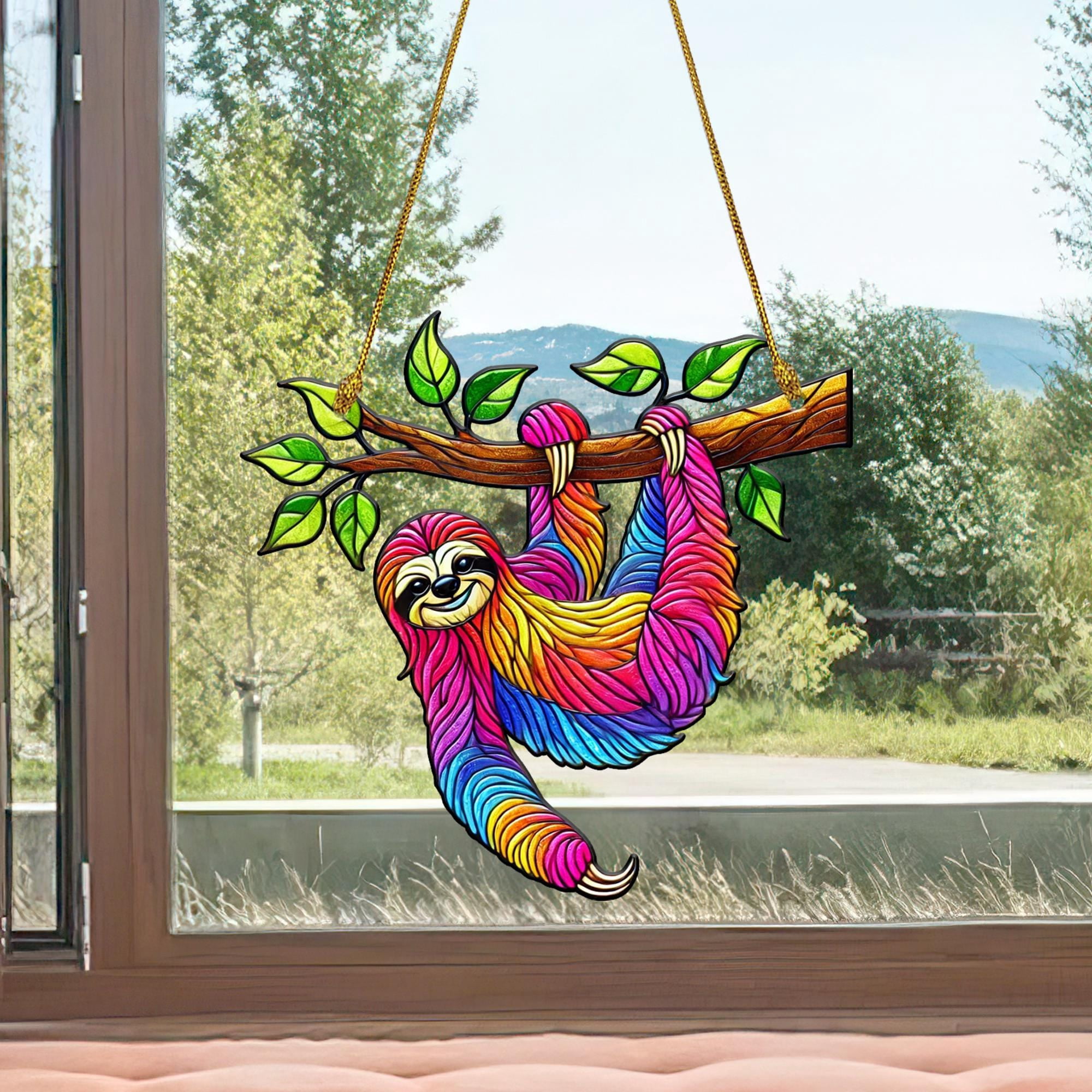 Colorful Sloth 2D Acrylic Ornament - Flat Printed Indoor Outdoor Decor ...