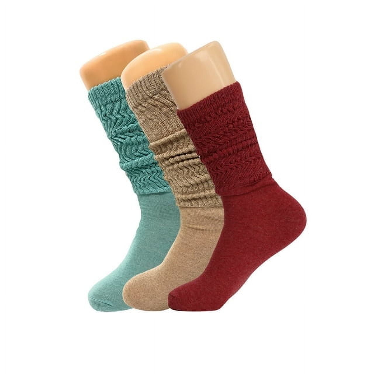 Stretchy Soft Long Colorful Slouch Socks 3 Pairs, Scrunch Knee Socks ...