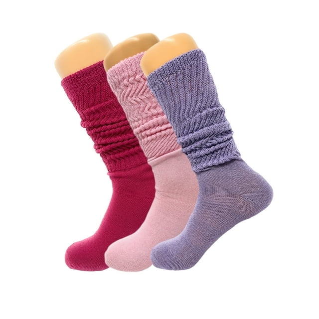 Colorful Slouch Socks 3 Pairs Scrunch Knee Socks Shoe Size 5-10 ...