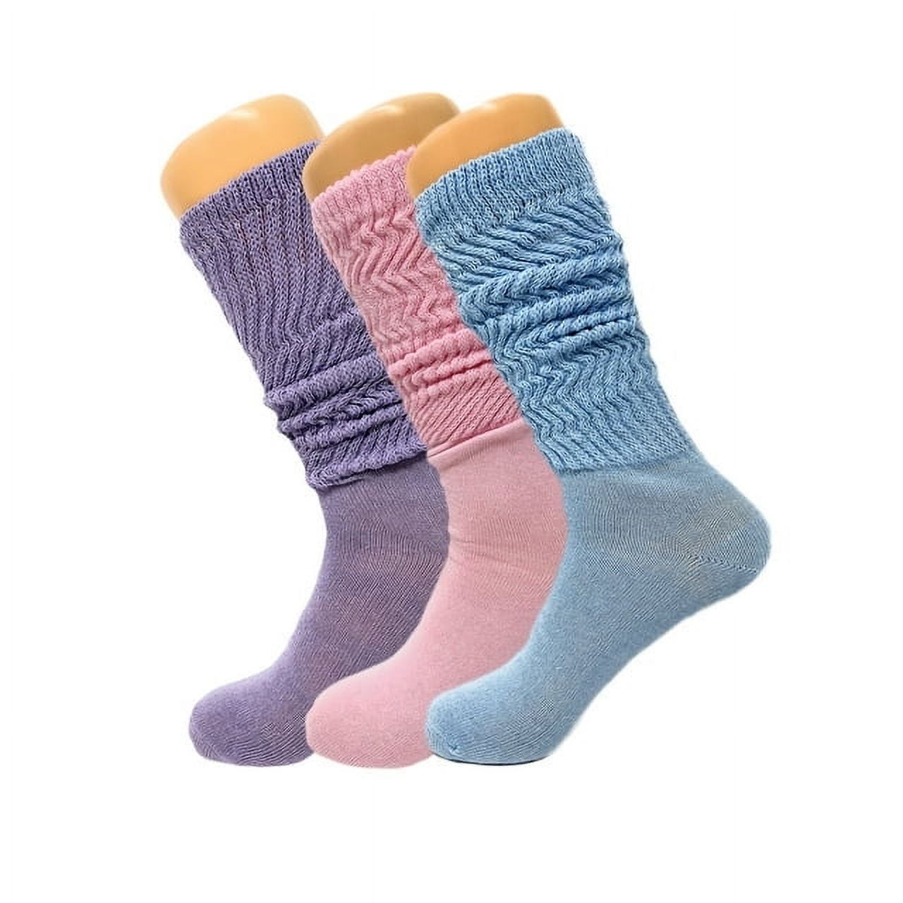 Colorful Slouch Socks 3 Pairs Scrunch Knee Socks Shoe Size 5-10 ...