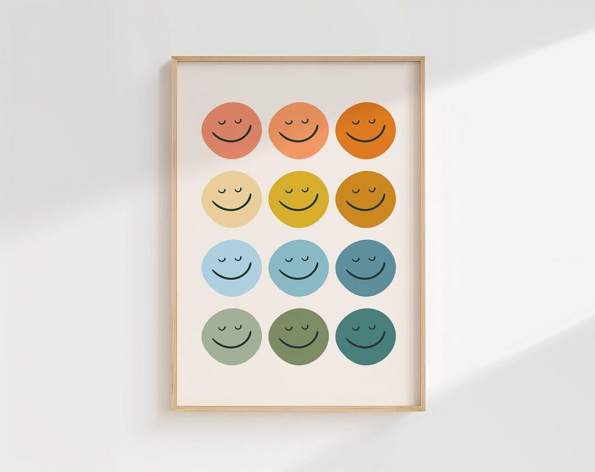Colorful Smiley Face Print, Kids Wall Art, Boys Bedroom Decor, Cool ...