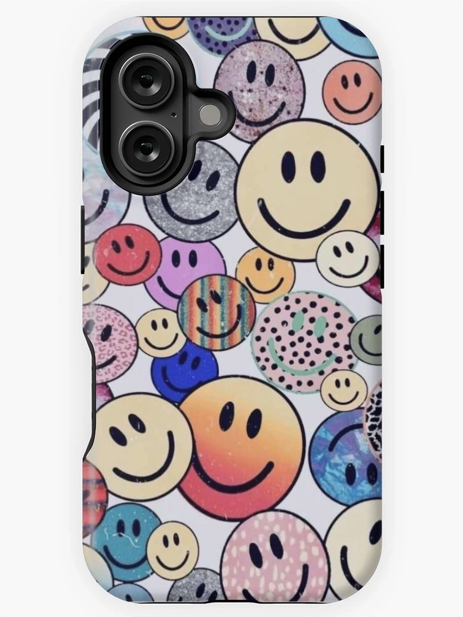 Colorful Smiley Faces Phone Case for iPhone 16 15 14 13 12 11 Pro MAX ...