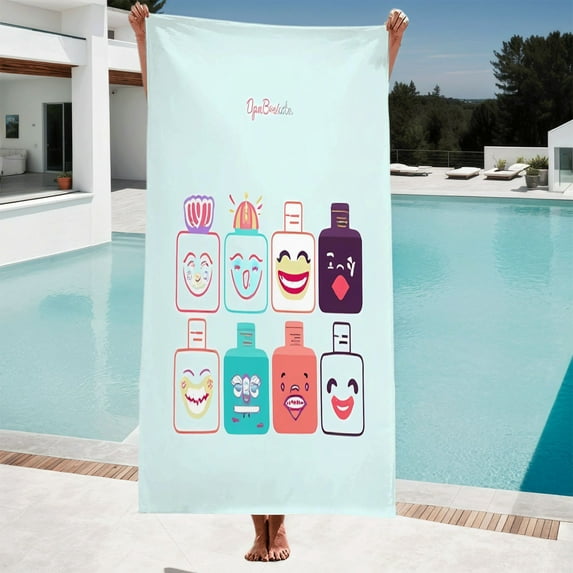 Colorful Smiling Faces Pattern Beach Towel - Fun & Vibrant Design for ...
