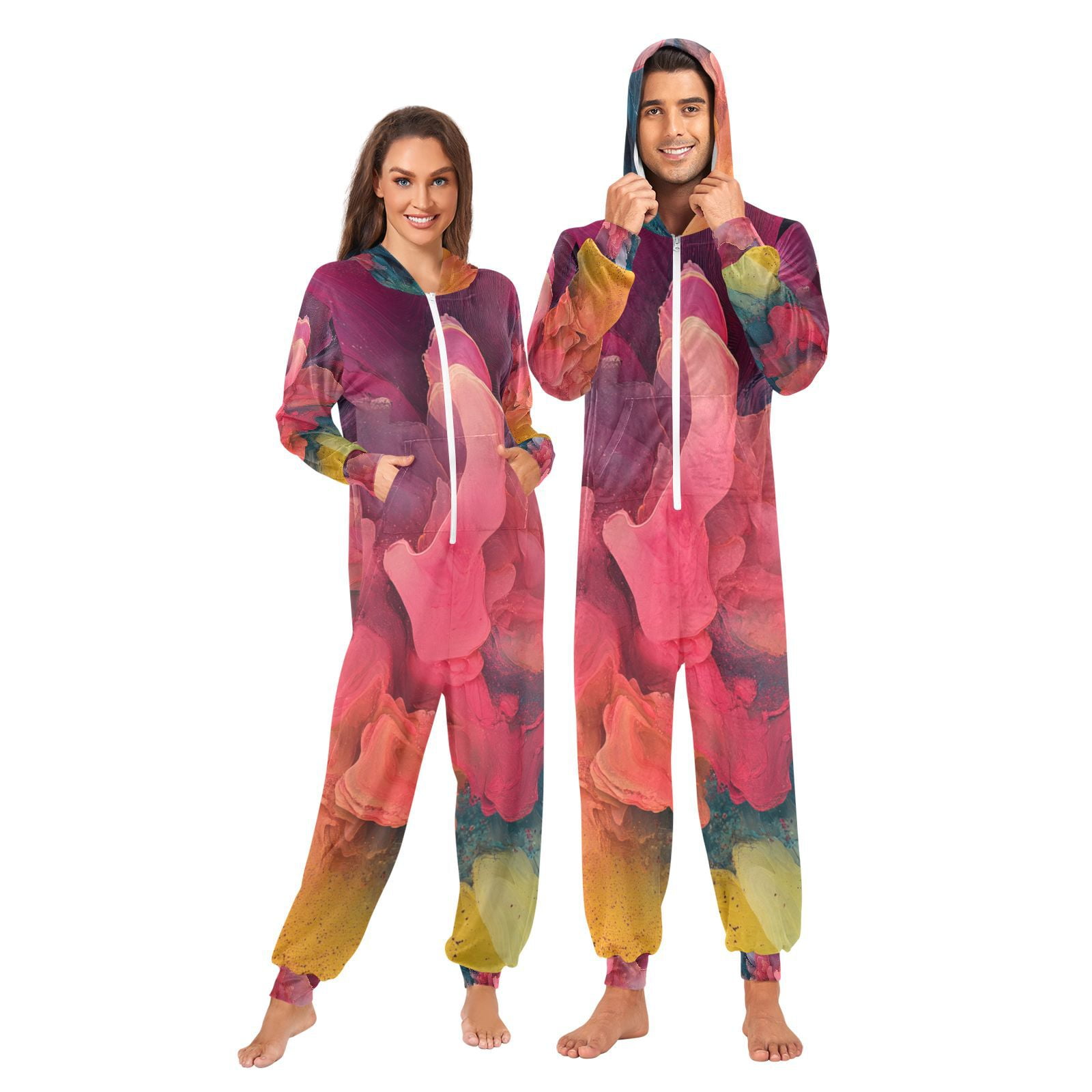 Colorful Smoke Adult Onesie Pajamas Slim Fit Christmas One Piece Suit ...