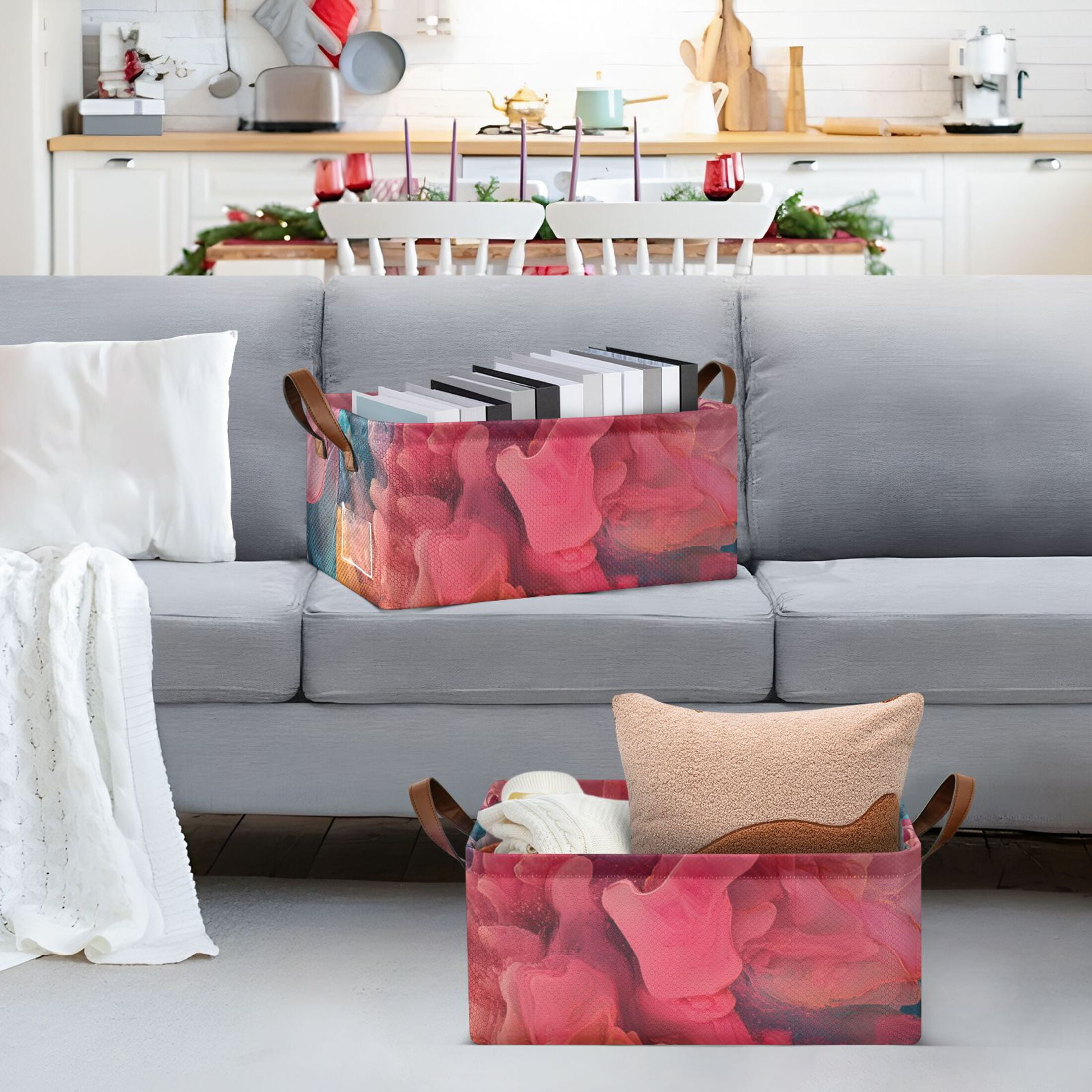 Colorful Smoke Storage Bins with Handles Foldable Storage Baskets for ...