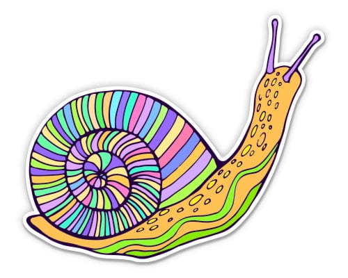 Colorful Snail - 8" Vinyl Sticker - For Car Laptop I-Pad - Waterproof ...