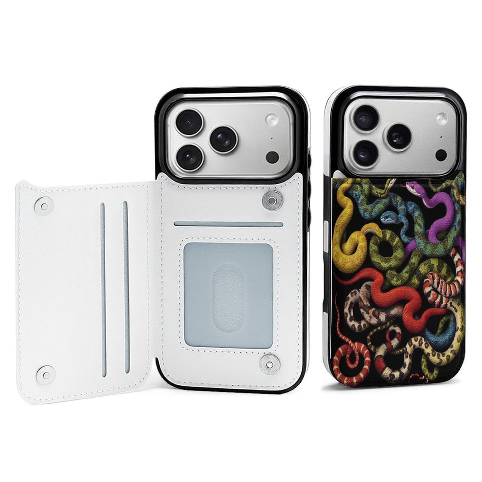 Colorful Snakes Intertwined Artfully Leather Wallet Case for iPhone 17 ...