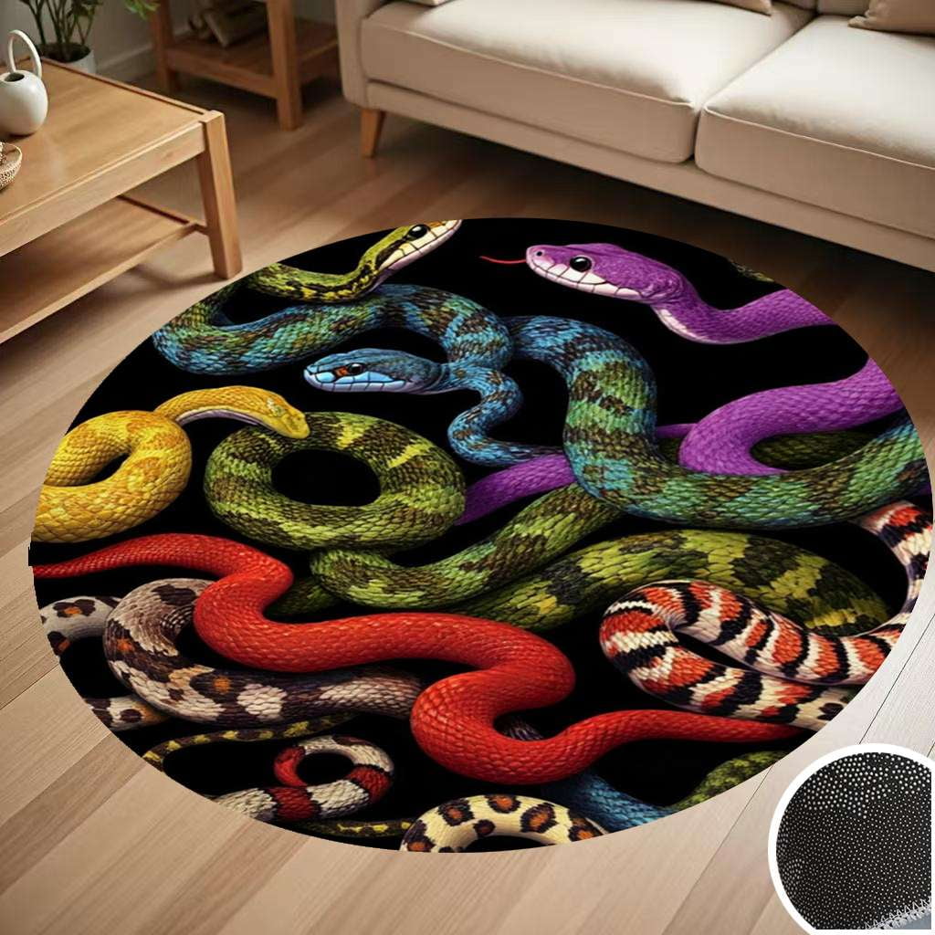 Colorful Snakes Intertwined Artfully Round Carpet Living Room Bedroom ...