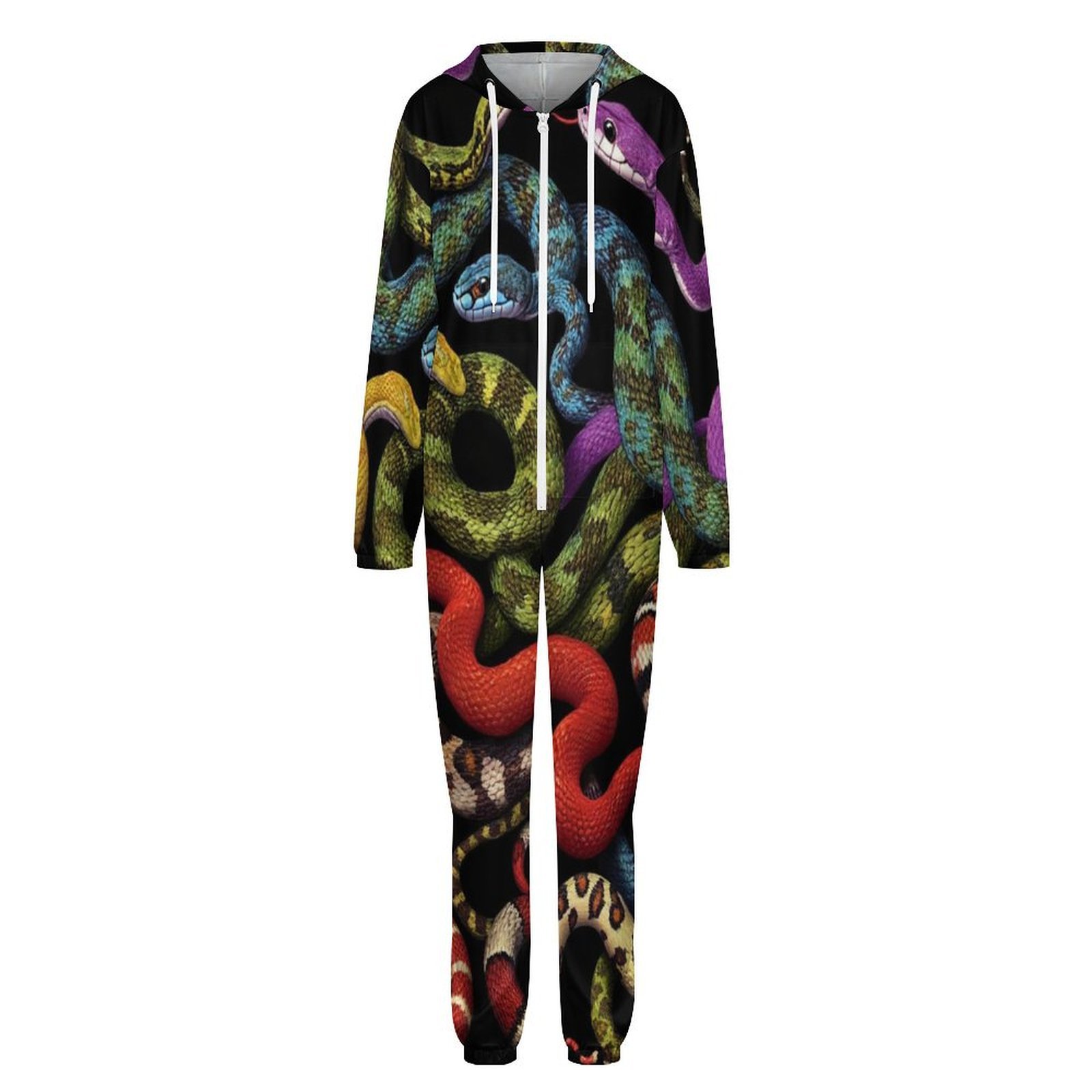 Colorful Snakes Intertwined Artfully Unisex Adult Onesie Pajamas with ...