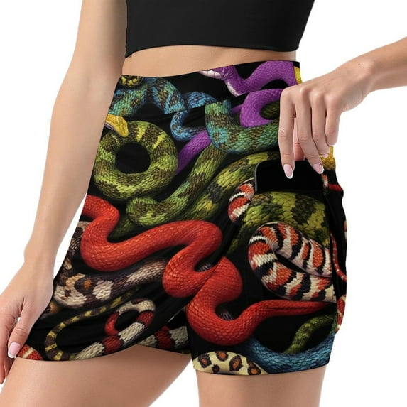 Colorful Snakes Intertwined Artfully Women's Shorts Non-Slip Single ...