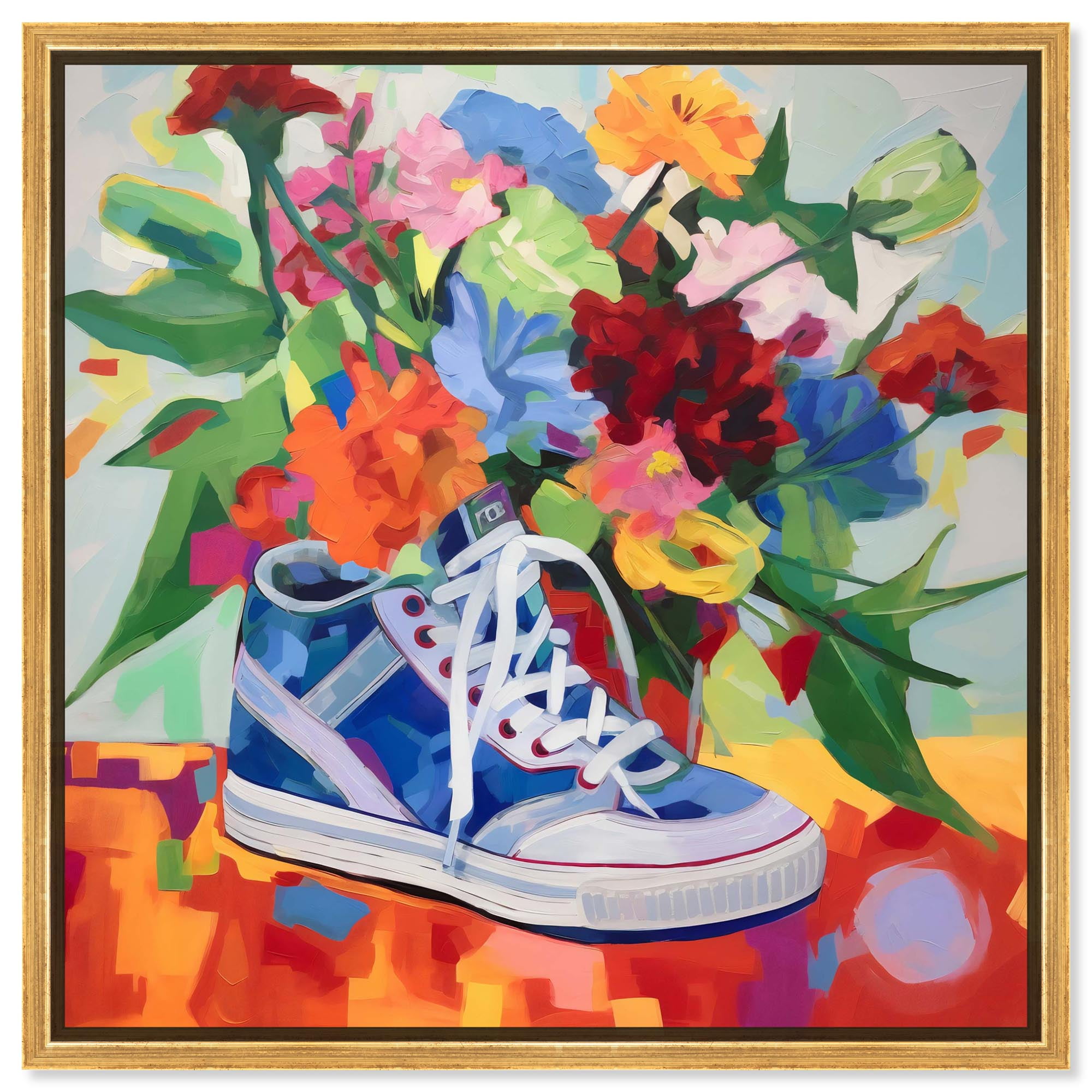 Colorful Sneaker Bouquet Canvas Sneaker Wall Art by Art Remedy, Gold ...