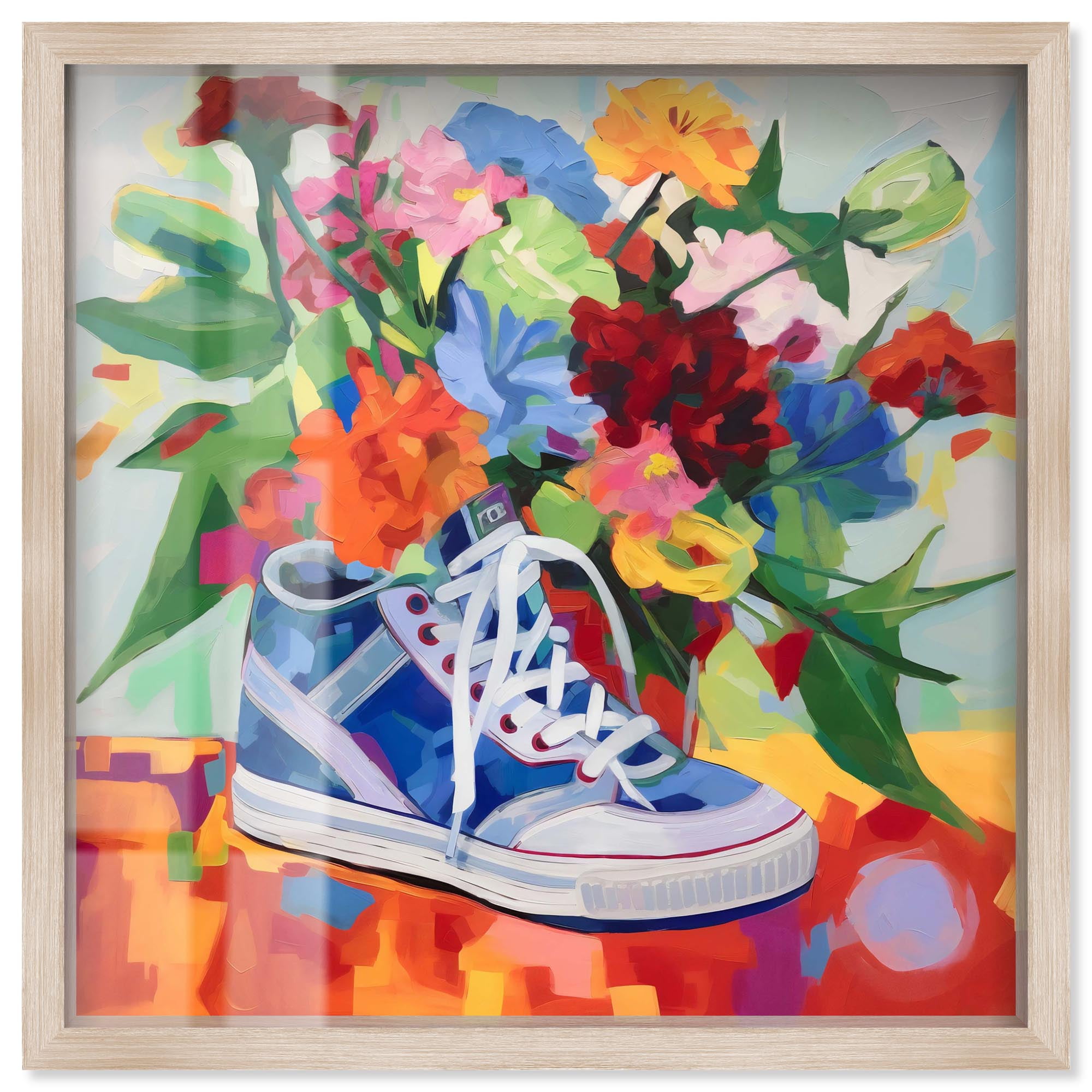 Colorful Sneaker Bouquet Shadowbox Print Sneaker Wall Art by Art Remedy ...