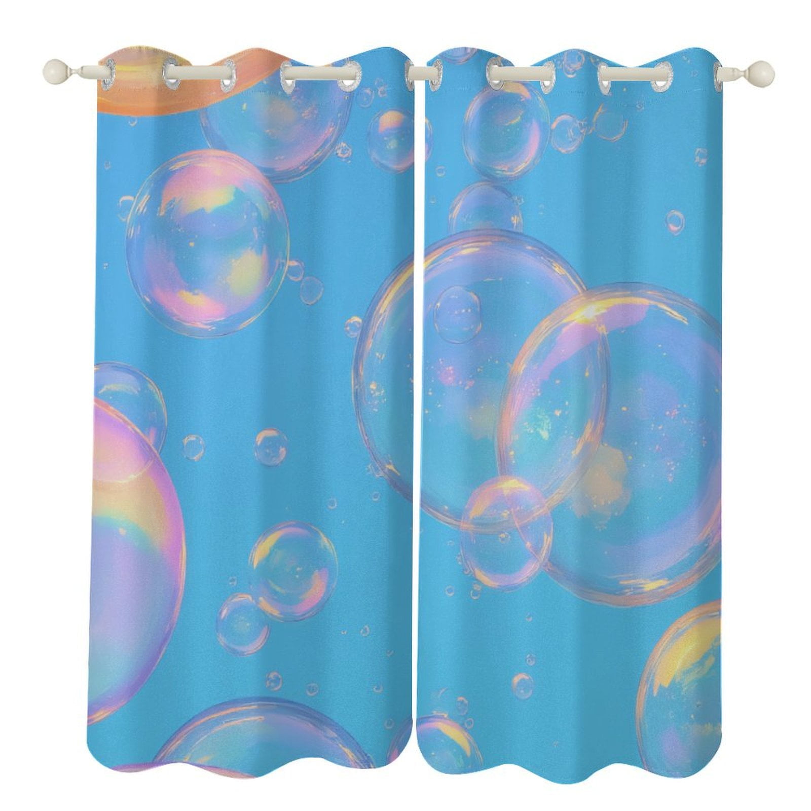 Colorful Soap Bubbles Background 2 Panels 3D Printing Pattern Curtain for Bedroom Living Room ...