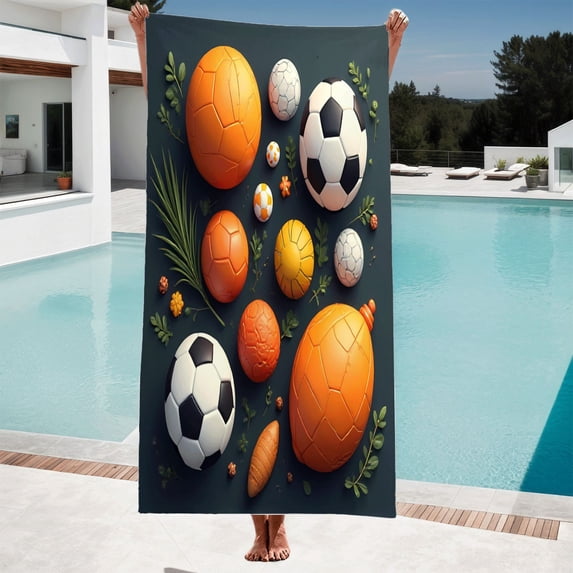 Colorful Soccer Ball Pattern Beach Towel - Stylish Vibrant Design for ...