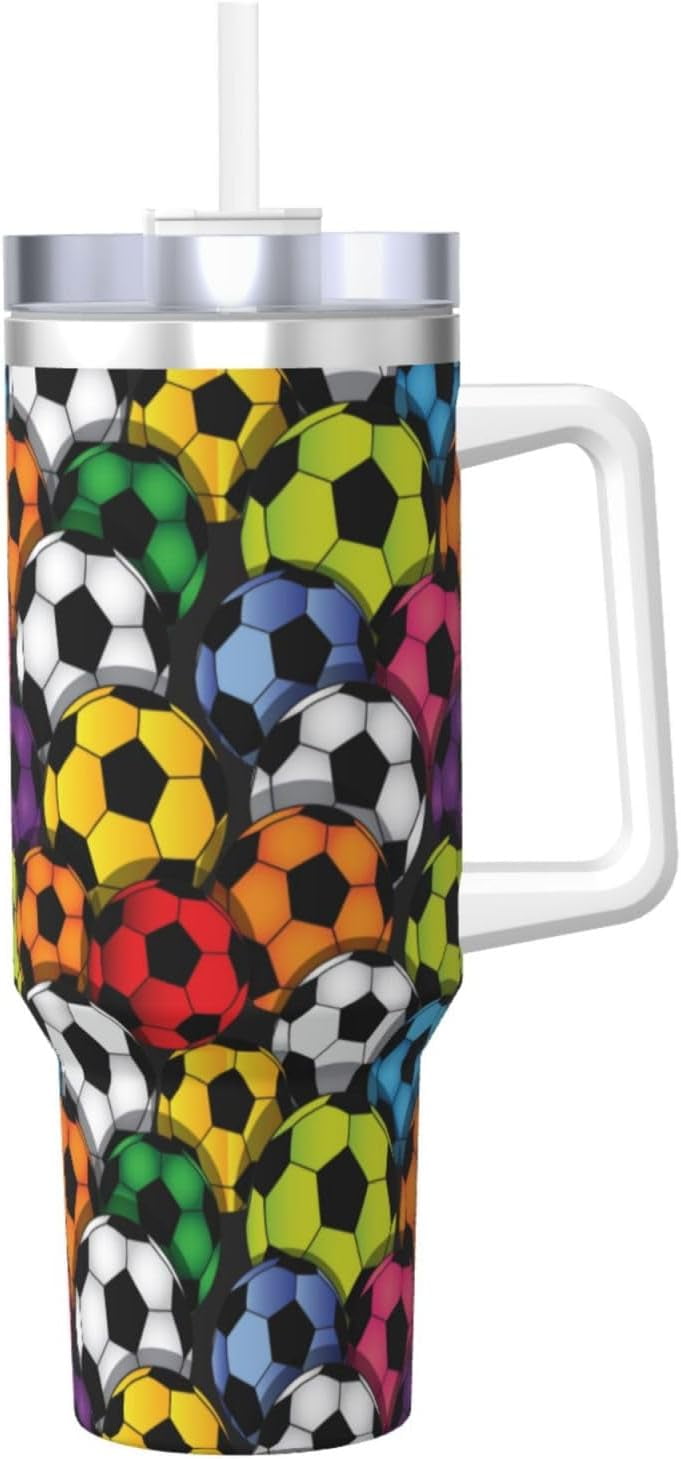 Colorful Soccer Balls 40 Oz Tumbler Stainless Steel Vacuum Insulated ...