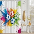 Colorful Soccer Balls Shower Curtain Set, Waterproof Shower Curtains ...