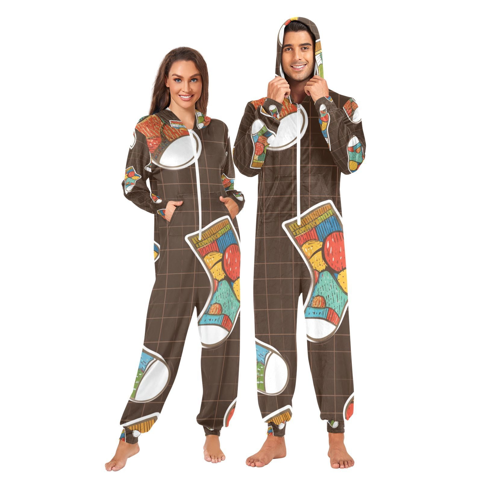 Colorful Socks Adult Onesie Pajamas Slim Fit Christmas One Piece Suit ...