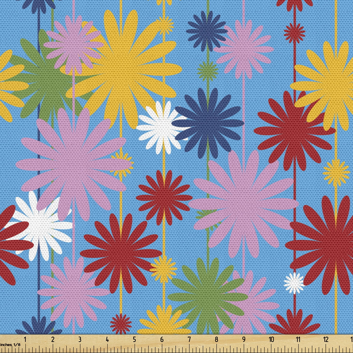 Ambesonne Colorful Fabric by the Yard Upholstery, Surreal Flowers, 1 ...