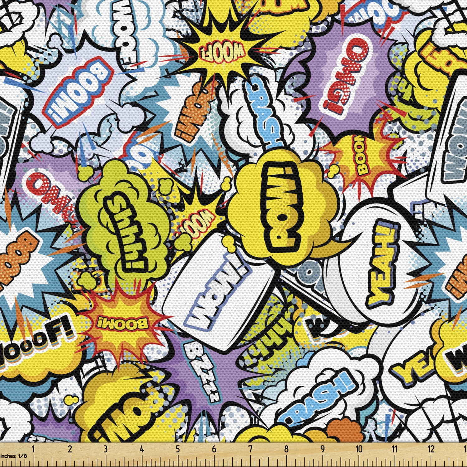 Ambesonne Colorful Fabric by the Yard Upholstery, Comics Expression ...