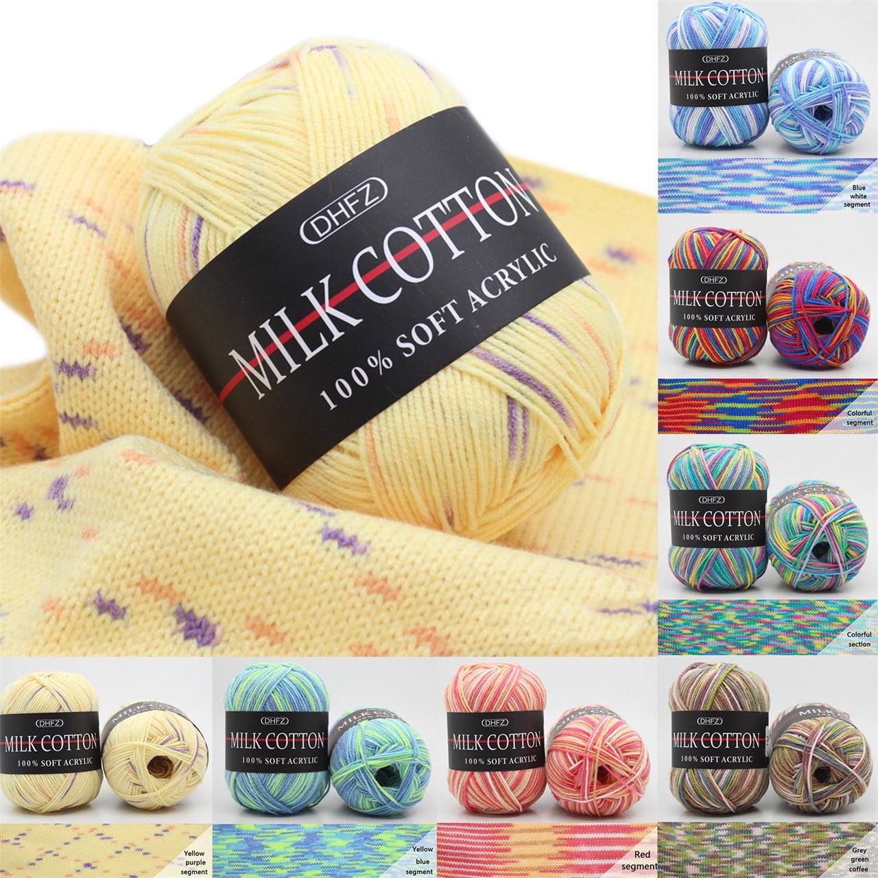 Colorful Soft Baby Cotton Yarn 50g Skein | Knitting Crochet Milk Wool ...