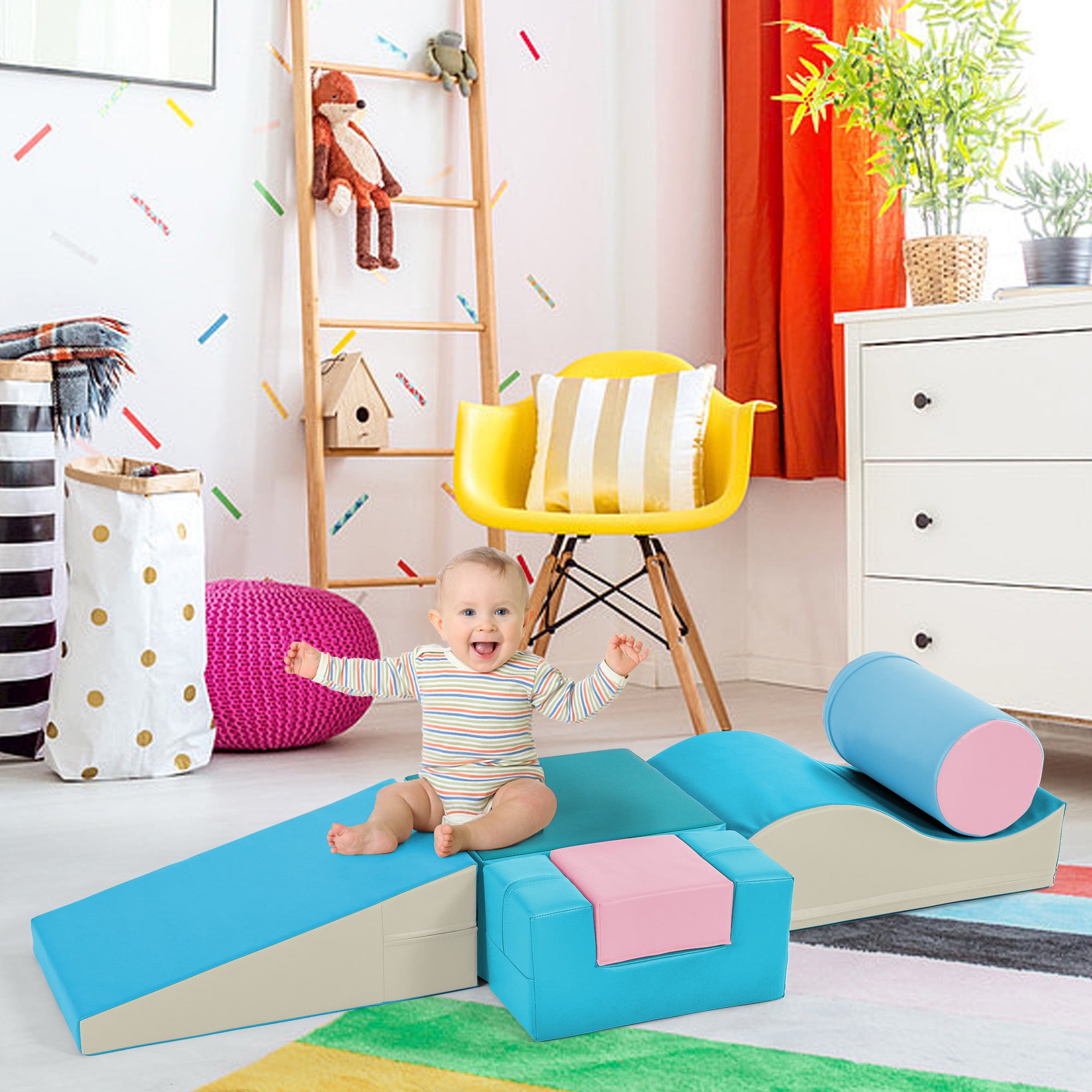 Colorful Soft Climb and Crawl Foam Playset 6 in 1, Soft Play Equipment ...