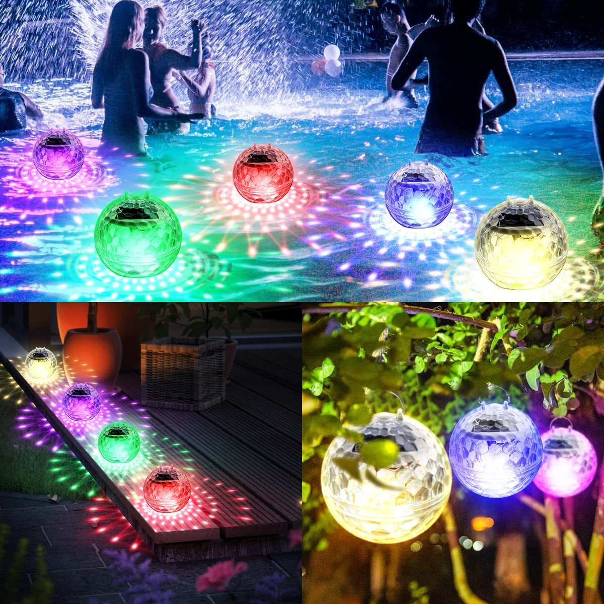 Colorful Solar Floating Pool Light, LED Pool Light with RGB Color ...