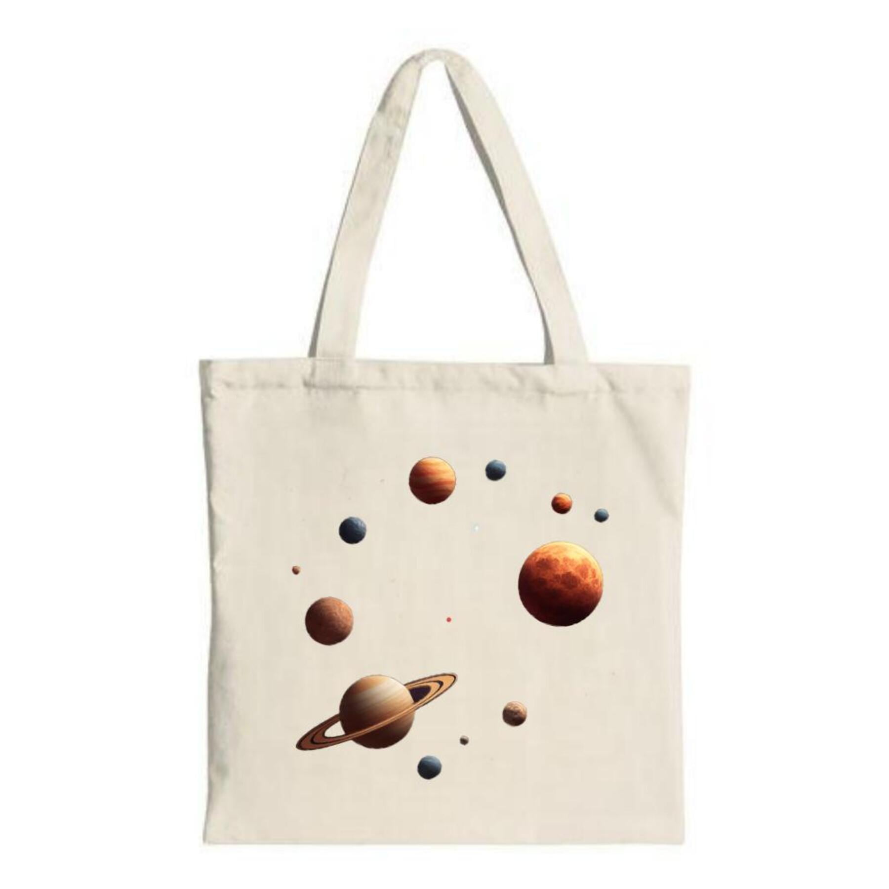 Colorful Solar System Canvas Tote Bag - Vibrant Planets Design ...