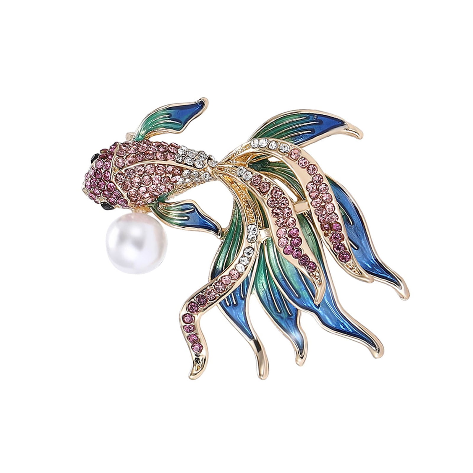 Colorful Sophisticated Goldfishing Brooch Elegant Vibranting Color Drip ...