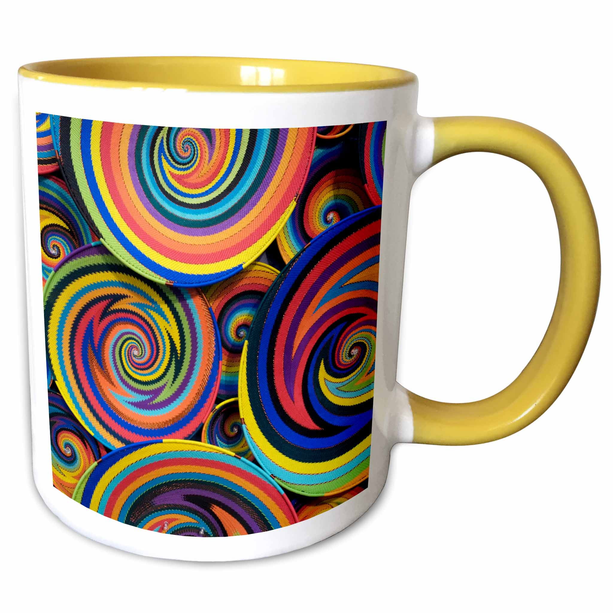 3drose, Colorful South African Wire Baskets., 15oz Two-tone Yellow Mug ...