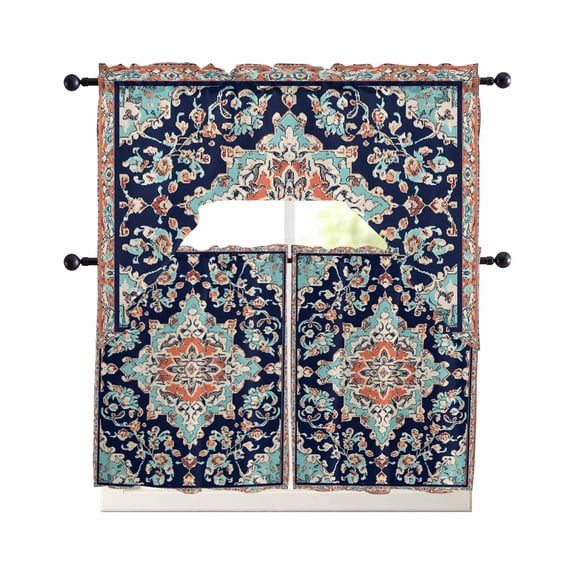 Colorful Southwest Kitchen Curtain and Valance Set 3 Pieces,Rod Pocket ...
