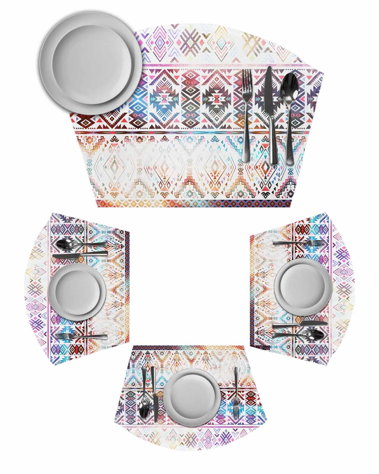 Colorful Southwestern Round Placemats Set of 6, Modern Geometric ...