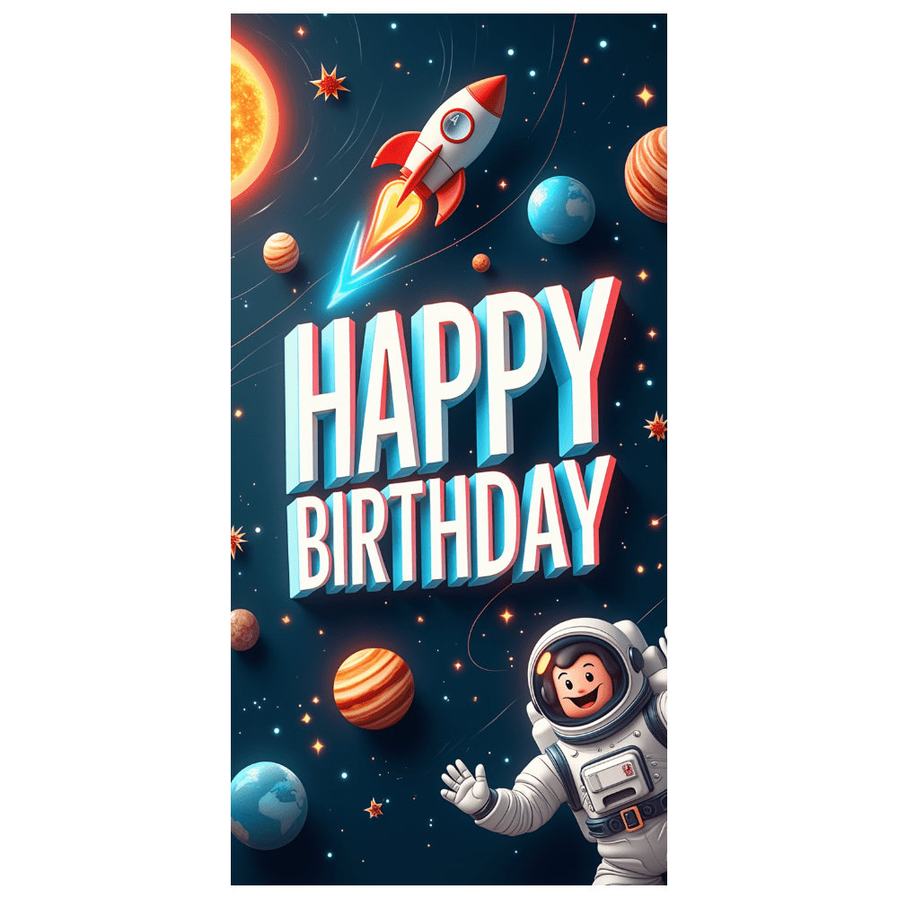Colorful Space Banner Astronaut Theme Rocket Planet Sign for Kids Party ...