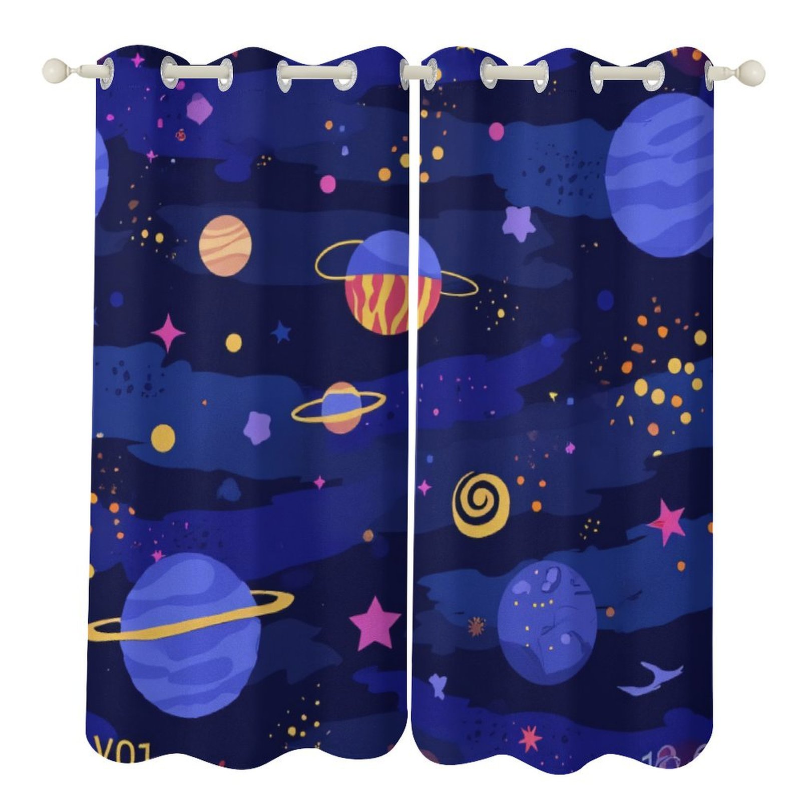 Colorful Space Galaxy Print 2 Panels 3D Printing Pattern Curtain for ...