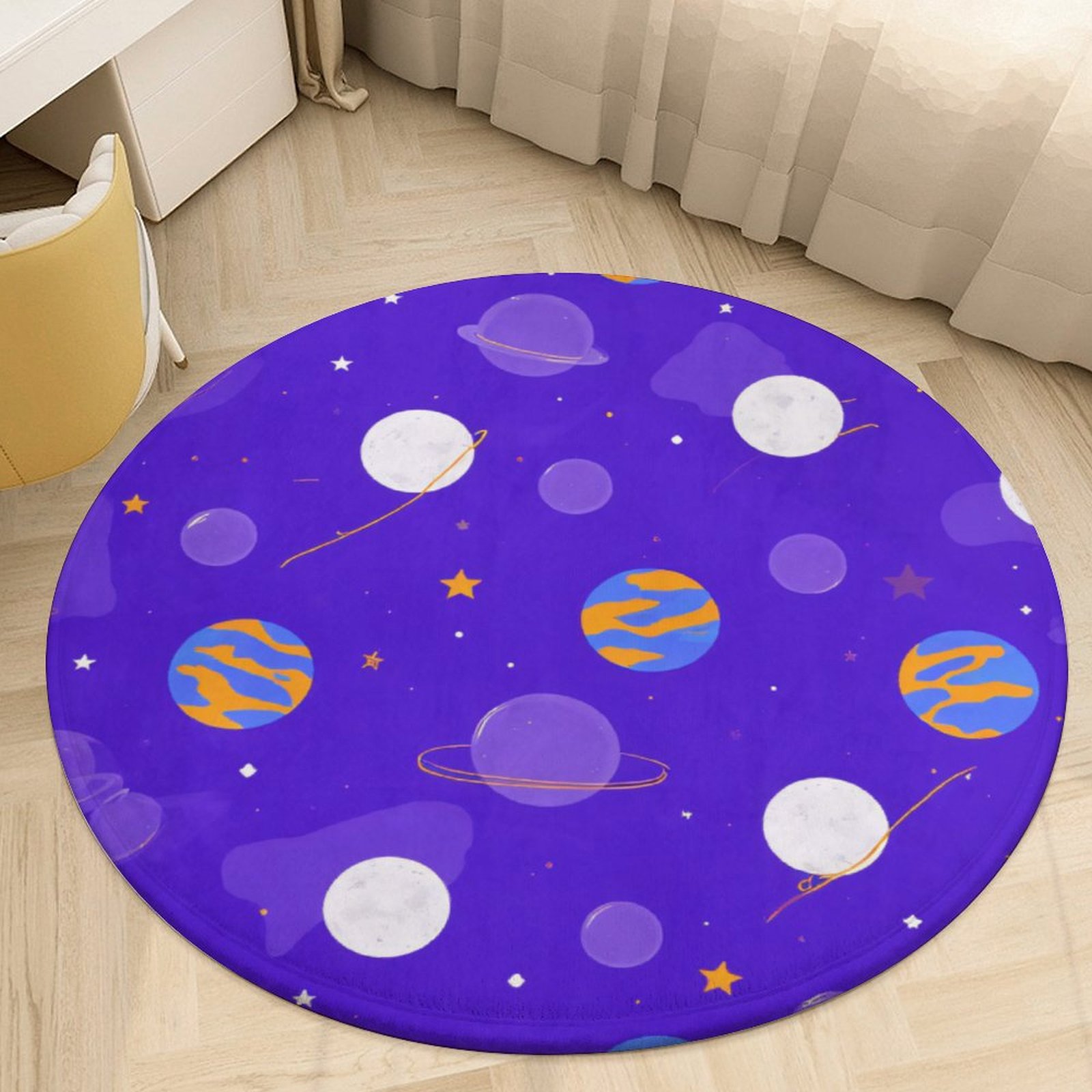 Colorful Space Pattern Round Area Rugs for Bedroom Living Room, 5FT ...