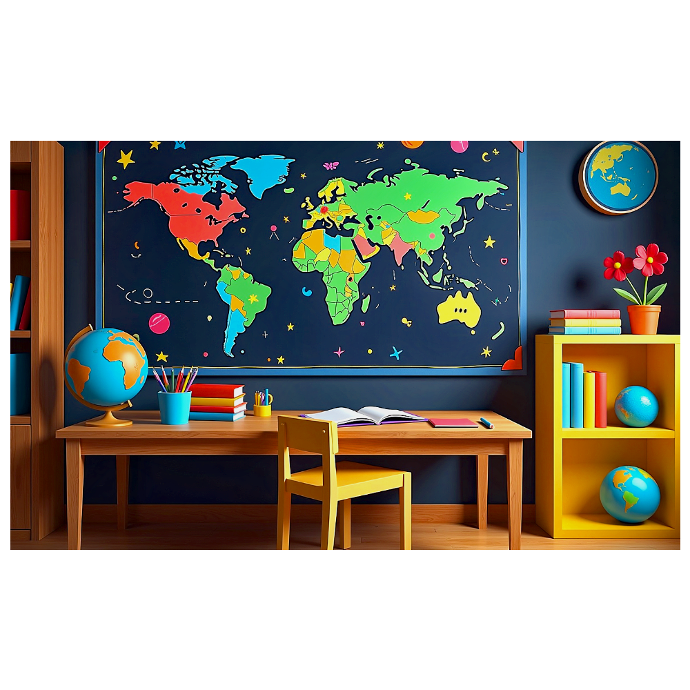Colorful Space Themed Backdrop Banner with Planets Stars and Rockets ...