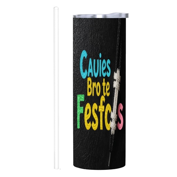 Colorful Spanish Text Insulated Tumbler - 20 oz Stainless Steel Travel ...
