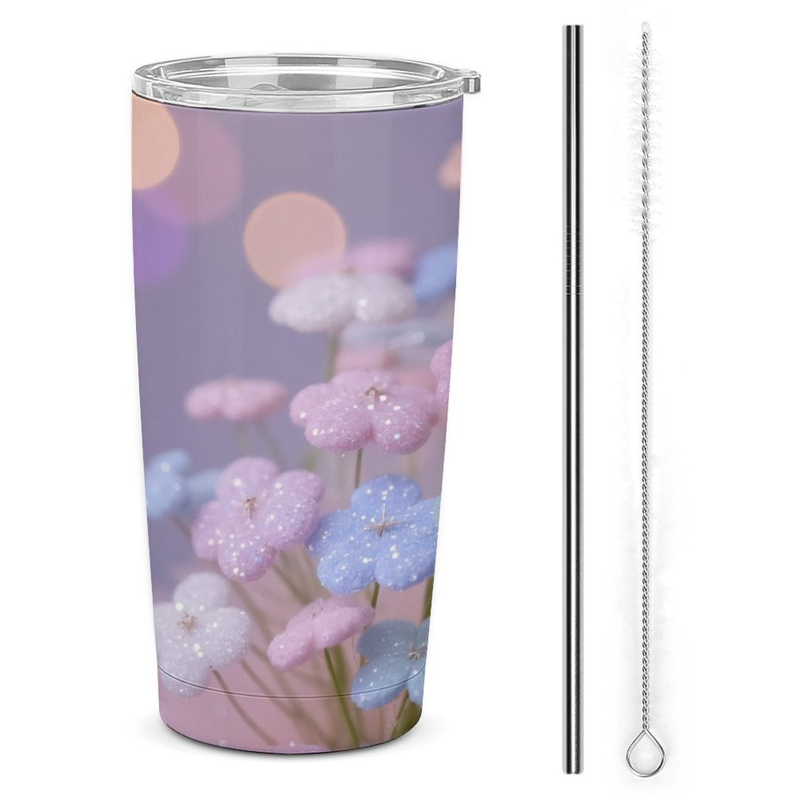 Colorful Sparkling Flowers 20oz Tumbler with Lid And Straw Insulated ...