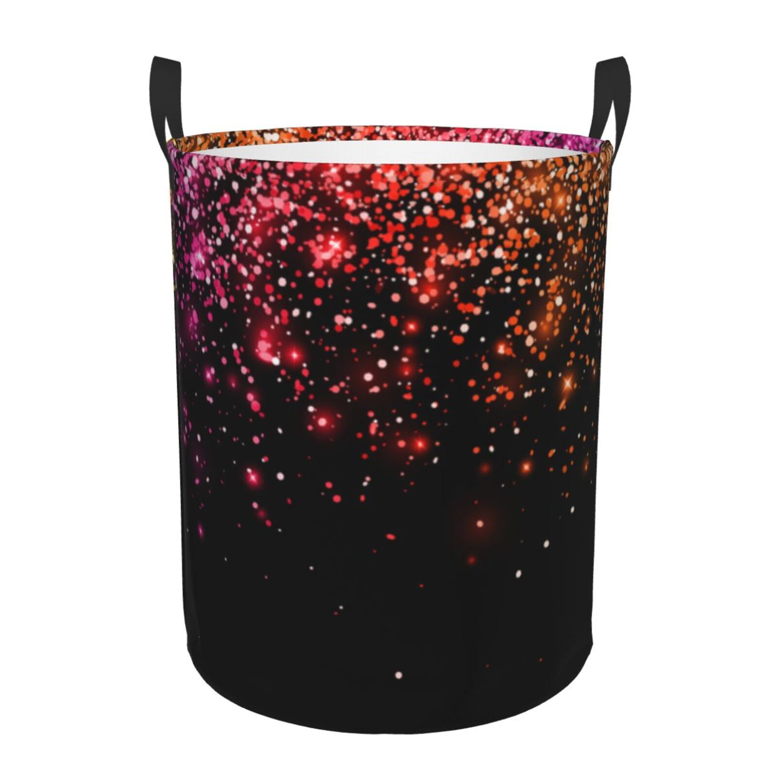 Colorful Sparkling Round Laundry Basket, Laundry Hamper with Handle ...