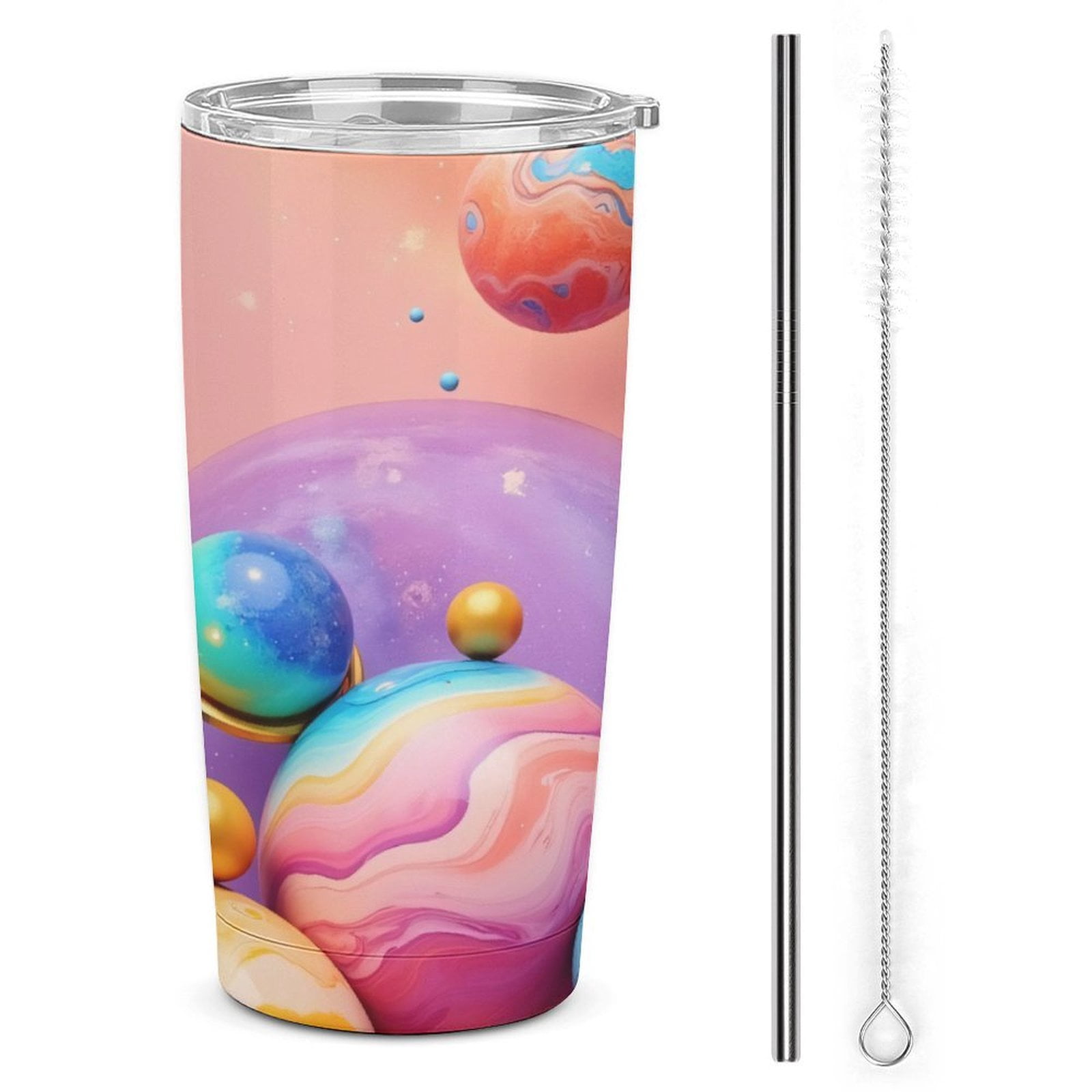 Colorful Spheres Abstract Art Tumbler Print 20oz Stainless Steel Coffee ...