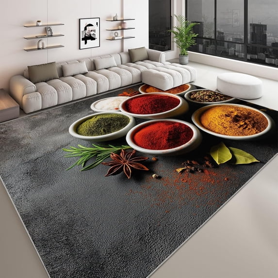 Colorful Spice Area Rugs, Art Colorful Spices Carpet, Washable Non Slip ...