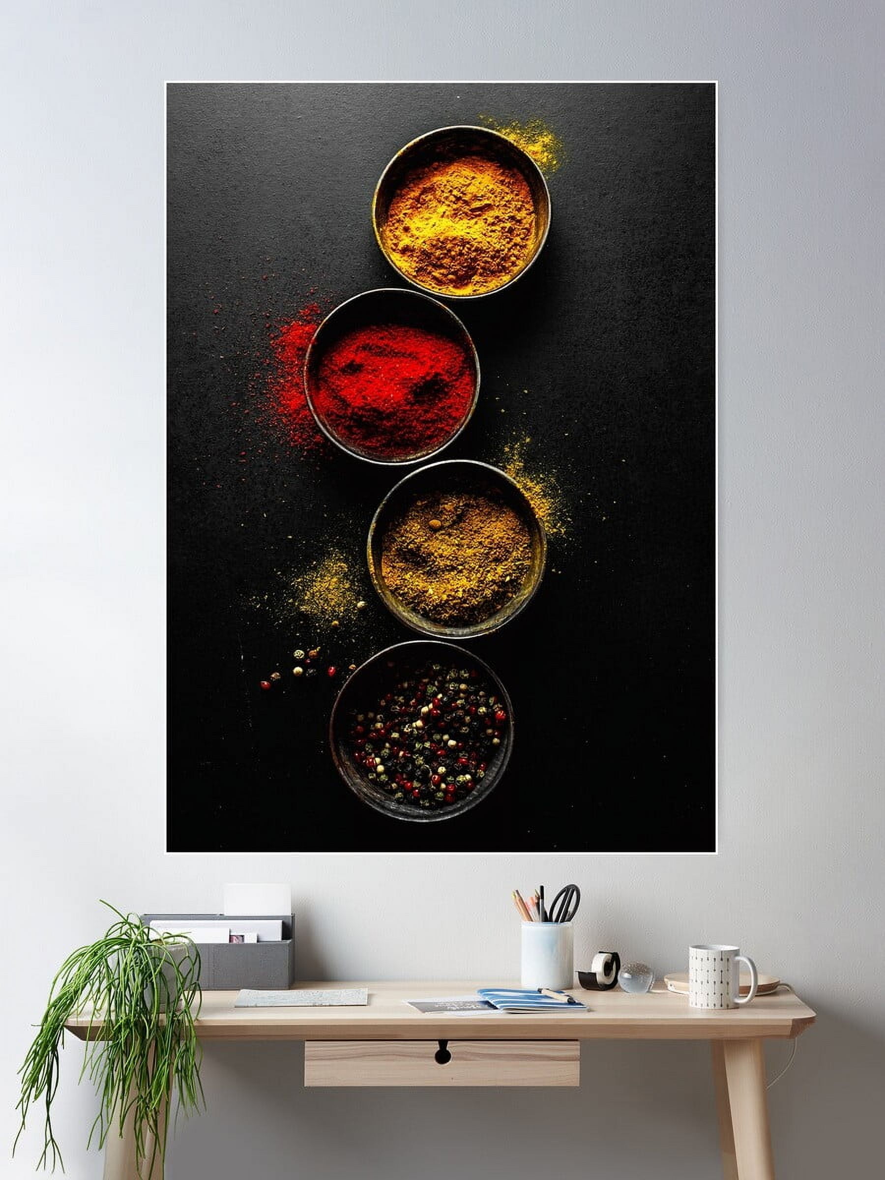 Colorful Spices Food Kitchen Blackboard Photo Art Poster Wall Art ...