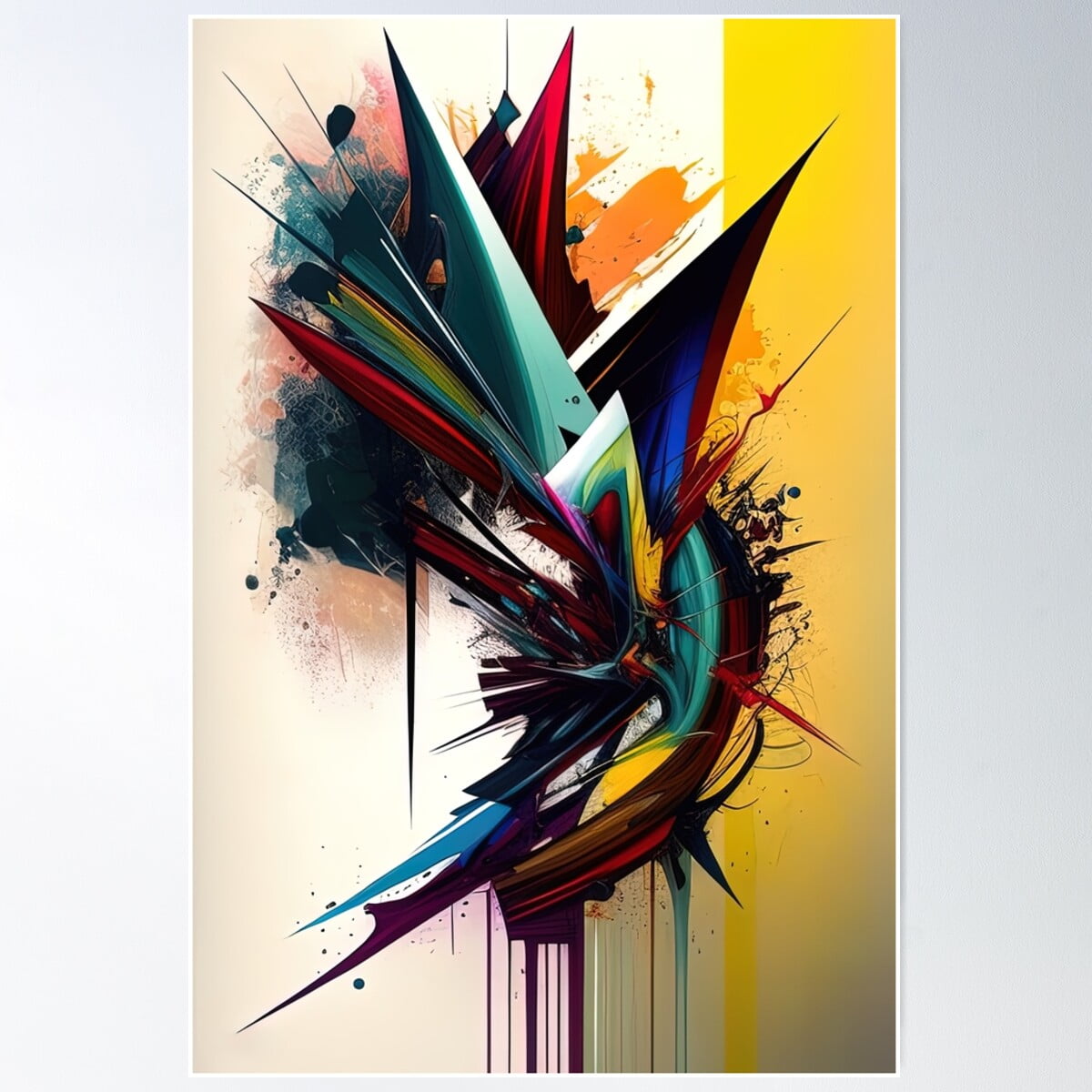 Colorful Spikes Abstract Violent Colors Painting Poster Wall Art ...
