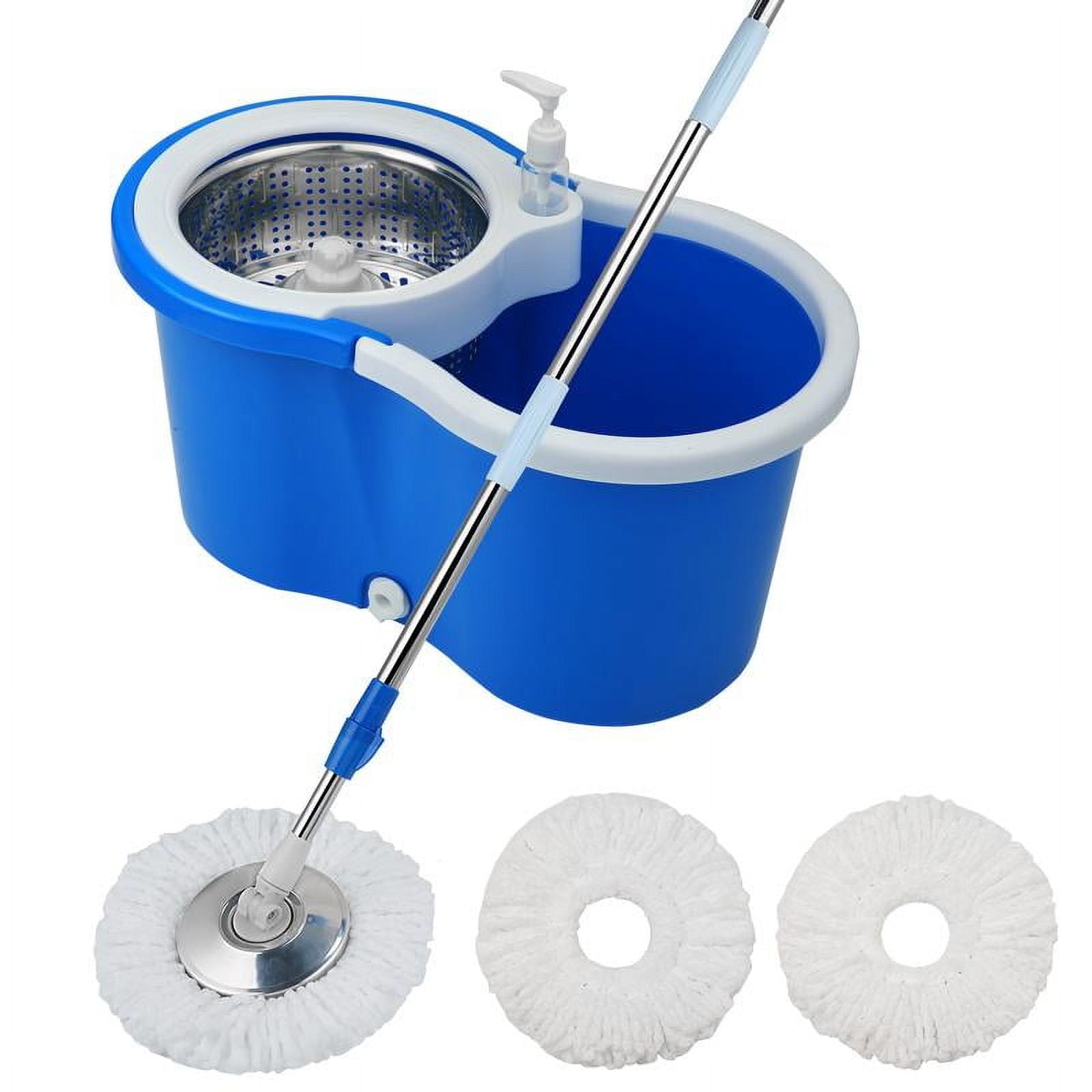 "Colorful Spin Mop System - Stainless Steel Wringer Bucket with 3 Microfiber Refills ...