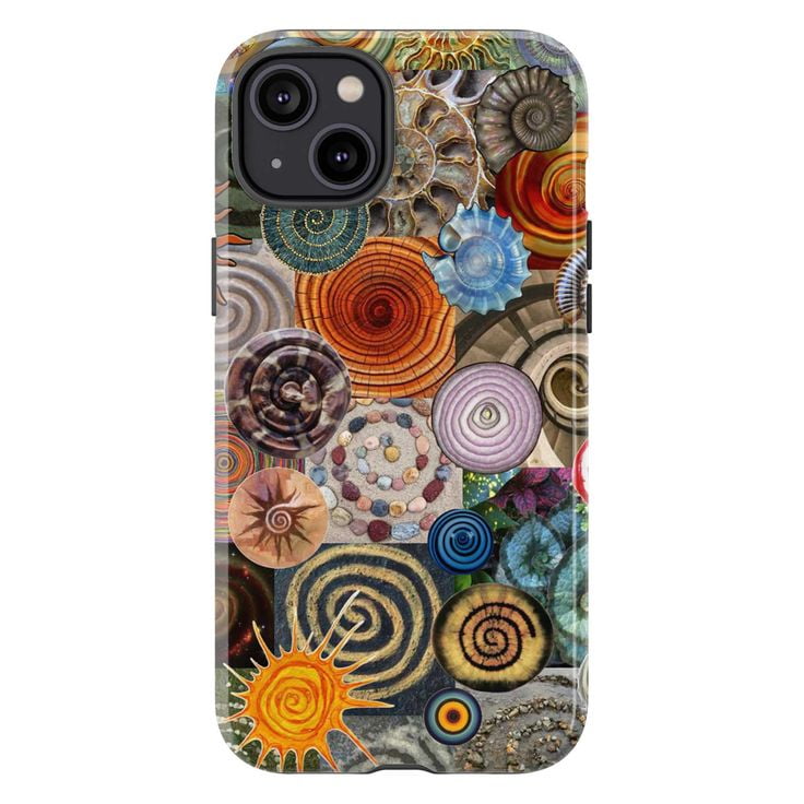 Colorful Spiral Fossil Phone Case, Abstract Ammonite & Mandala Pattern ...