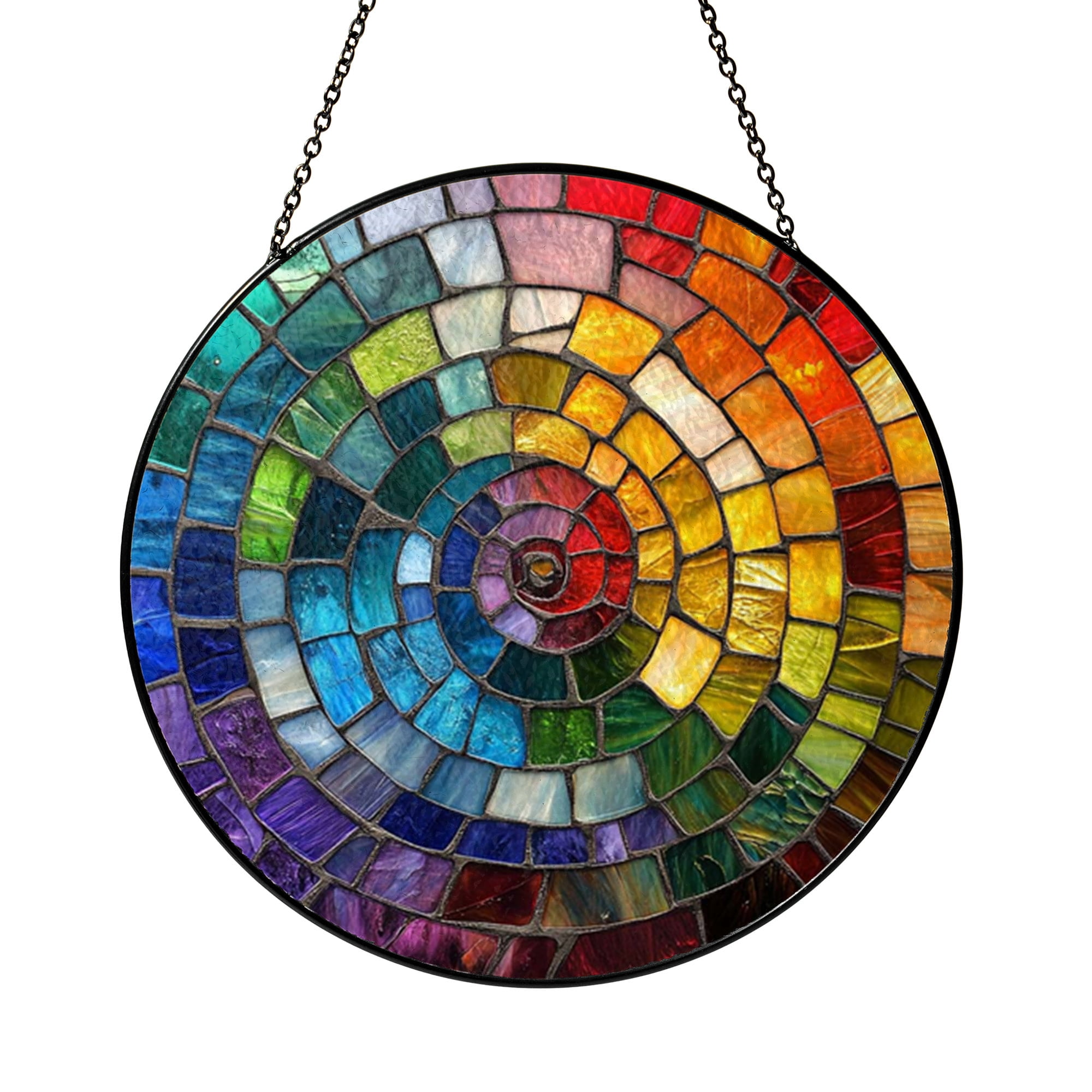 Colorful Spiral Mosaic Glass Suncatcher Window Decor, Abstract Art ...