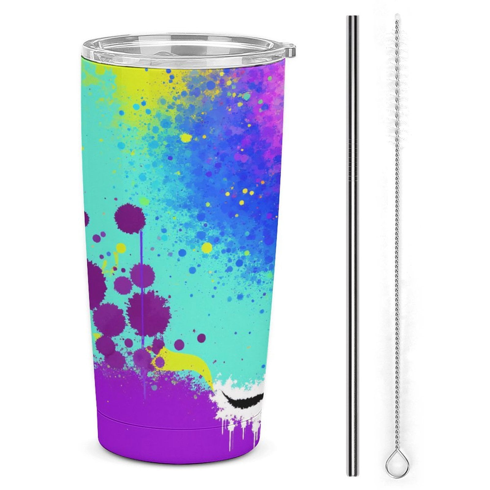 Colorful Splash Grunge Background Tumbler with Lids And Straws ...