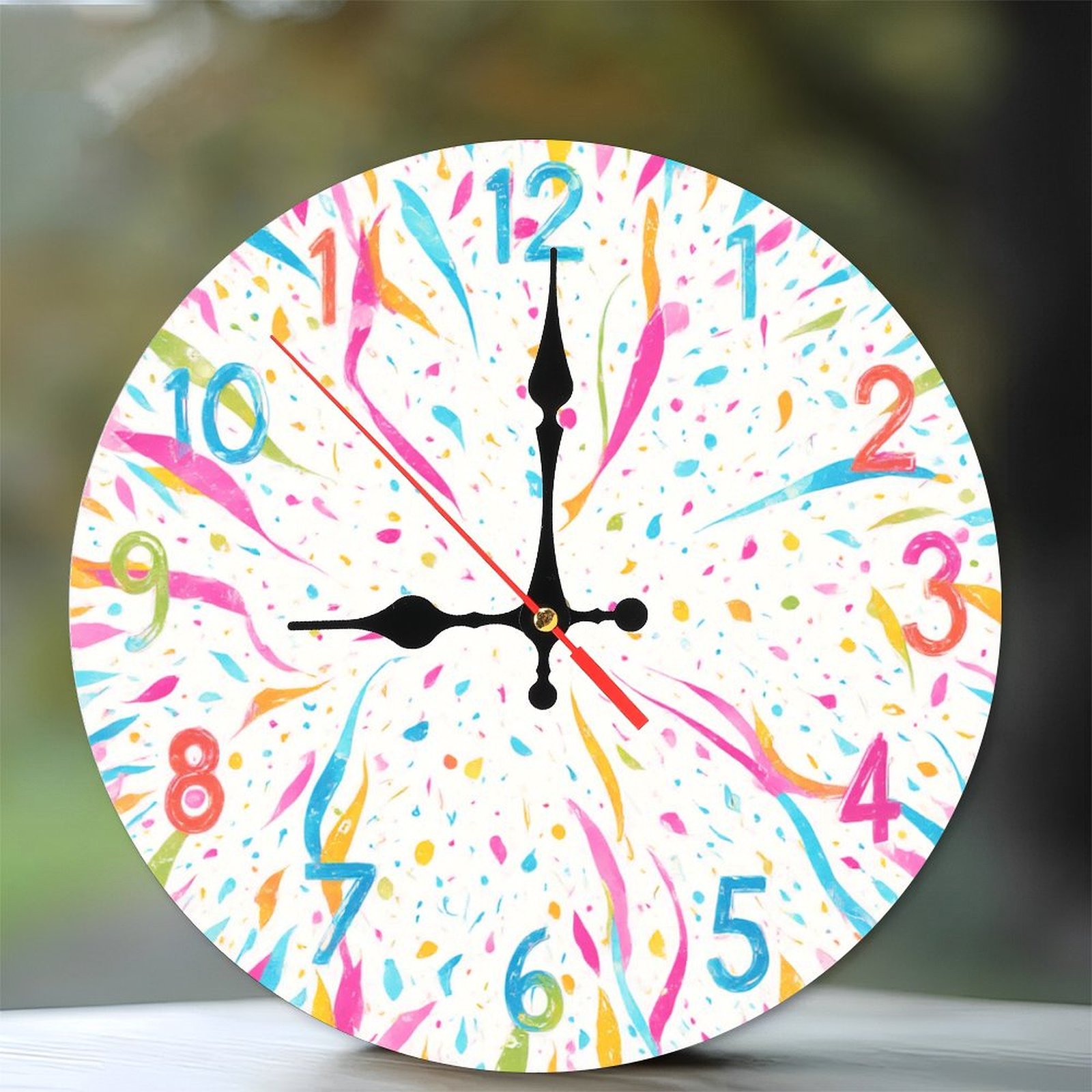 Colorful Splash Paint Design Wall Clock Home Decor 10-Inch Silent ...