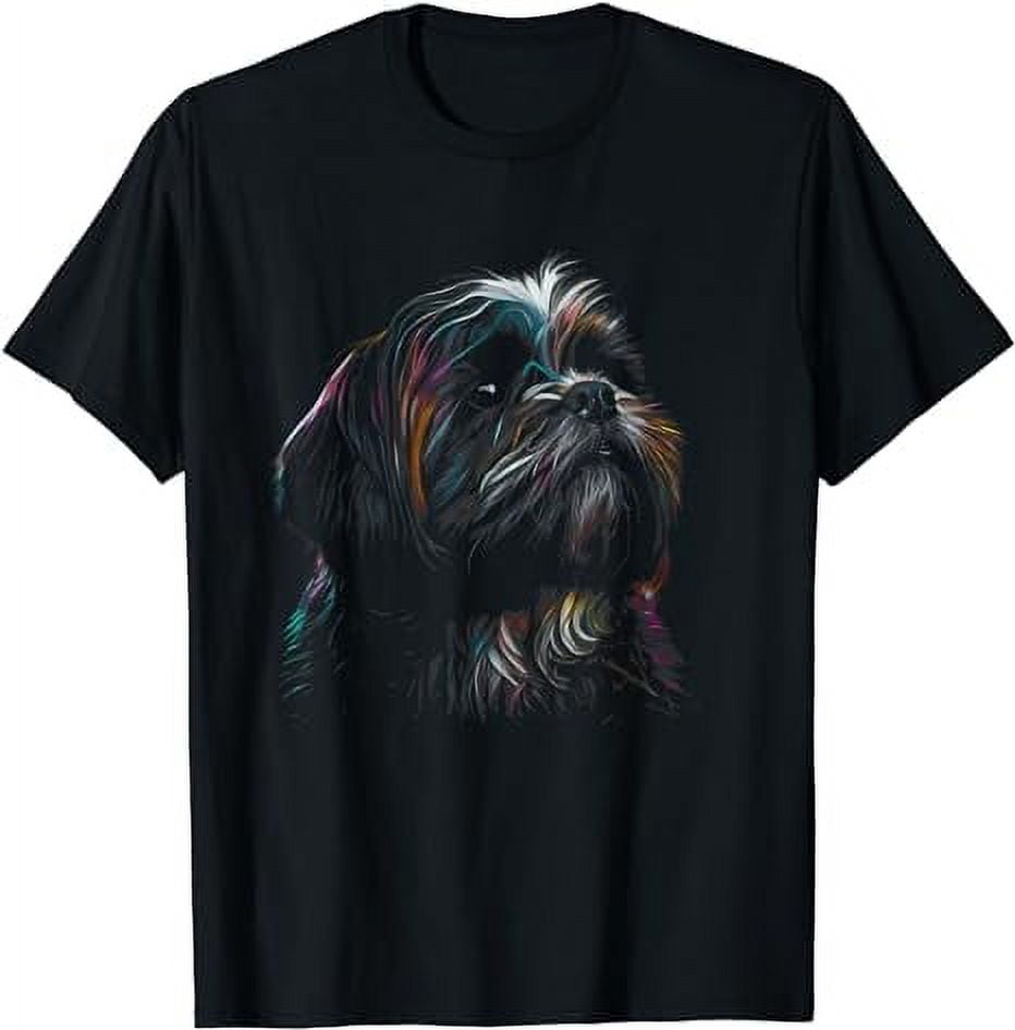 Colorful Splash Shih Tzu Art Animal Breeder Dog Trainer T-Shirt ...