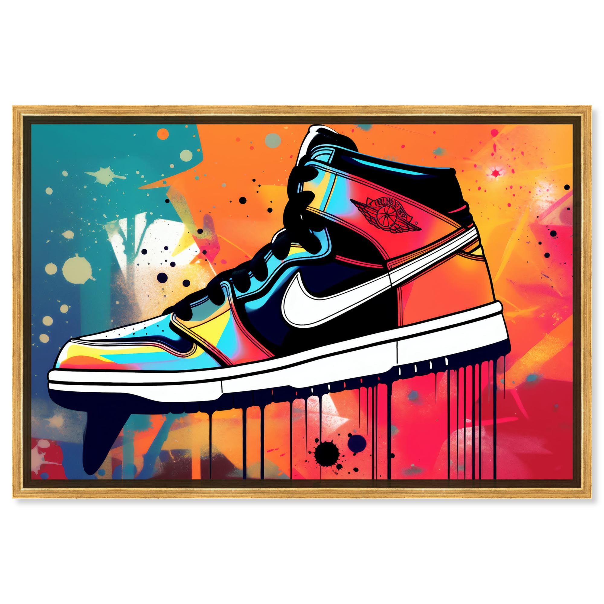 Colorful Splashes Sneaker Canvas Sneaker Art Prints by Notoriart, Gold ...