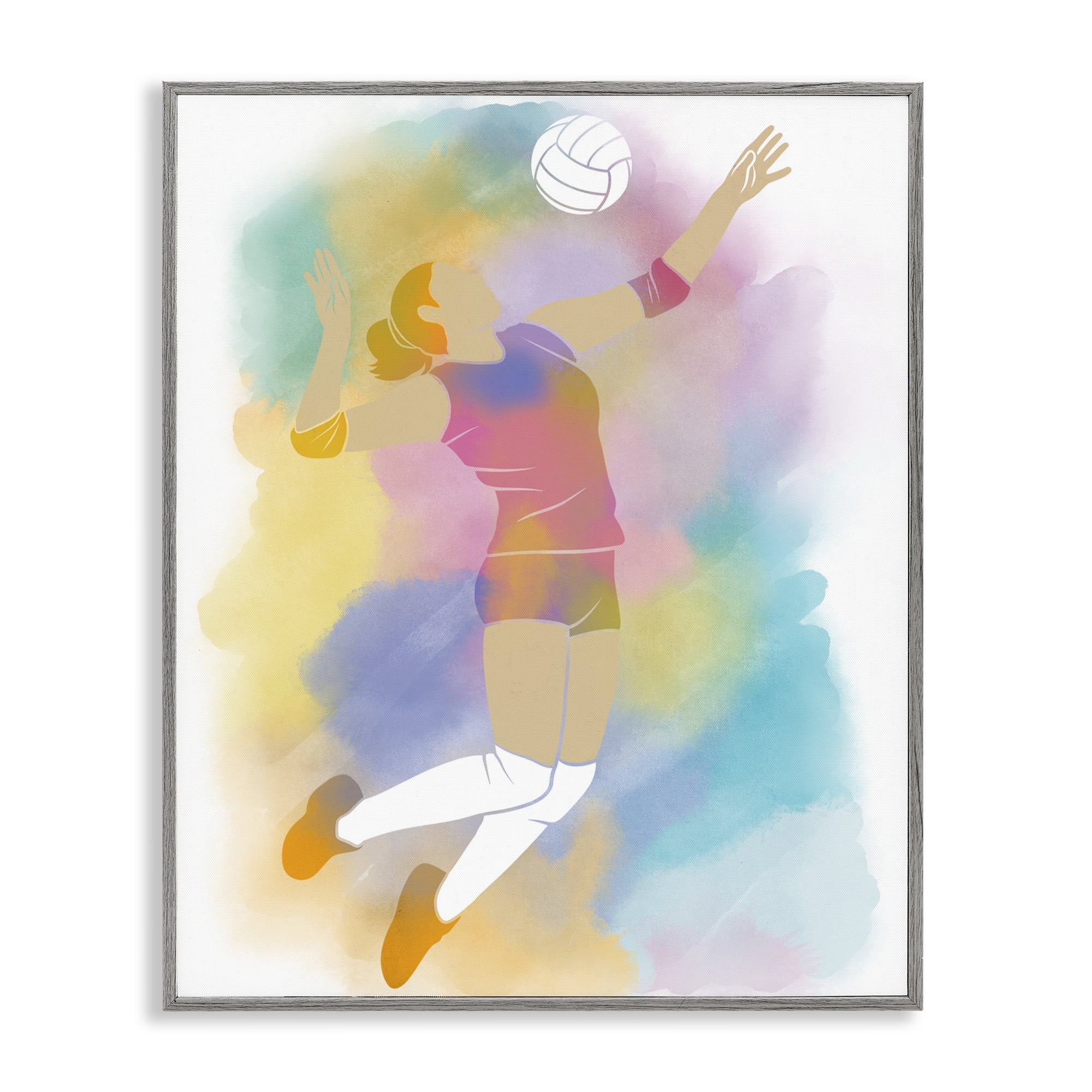 Stupell Industries Colorful Sports Volleyball Gray Framed Giclee Art ...